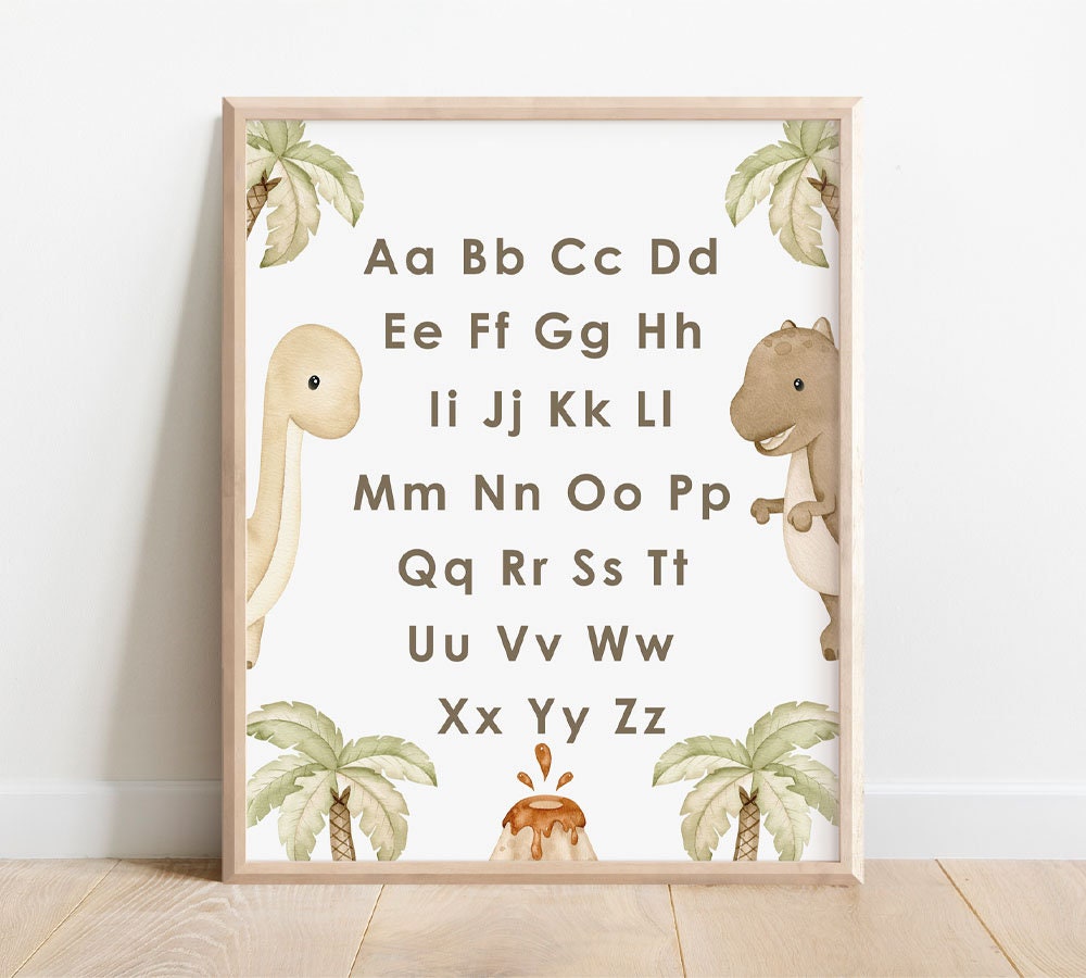 Educational Dinosaurs Prints, Preschool Poster, Dino Alphabet, Numbers ...