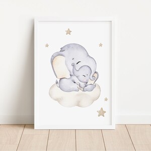 Elephant Nursery Print, Neutral Kids Decor, Cute Elephants Poster ...