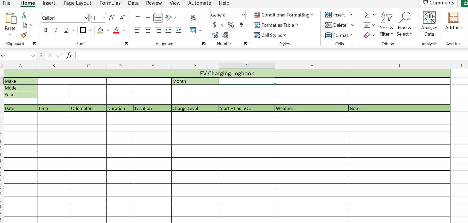 EV Charging Logbook - Digital Printout - Canva Template - Etsy