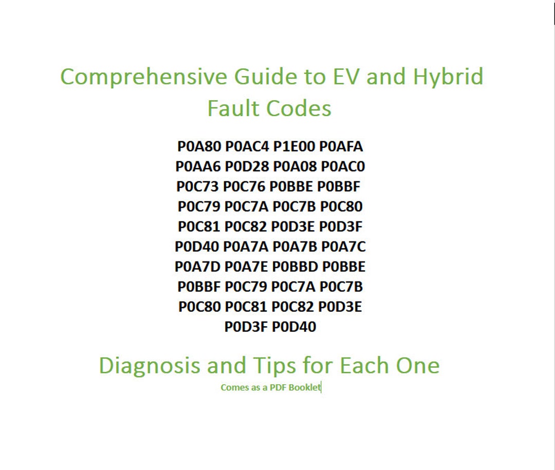 EV and Hybrid Fault Codes - Comprehensive Guide - Etsy