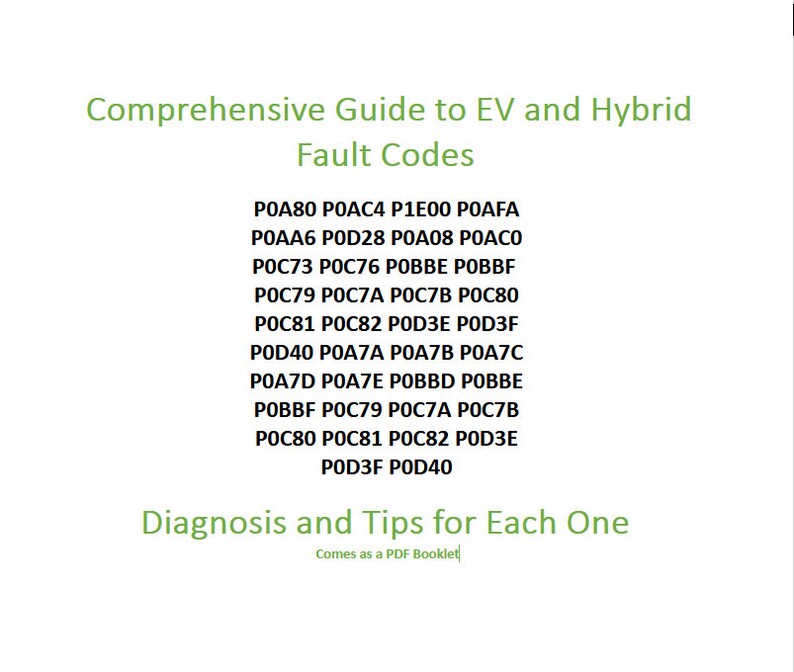 Comprehensive Guide to EV and Hybrid Fault Codes - Etsy Australia