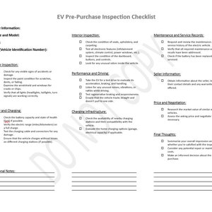 Printable Electric Vehicle Pre-purchase Checklist - CANVA Template ...