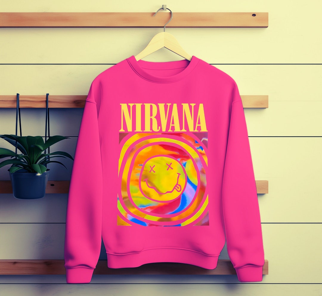 Nirvana Sweatshirt, Nirvana Smile Face Crewneck Sweatshirt, Nirvana ...