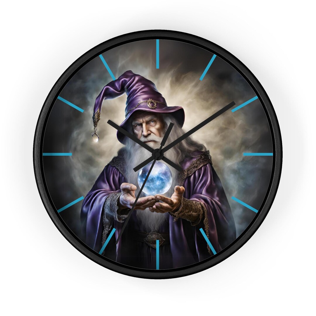 Wizard Wall Clock, Magical Timepiece, Sorcerer Home Decor, Fantasy ...