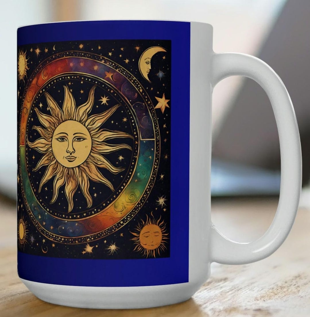 Sun and Moon Coffee Mug, Celestial Ceramic Coffee Mug, Stars Coffee Mug ...
