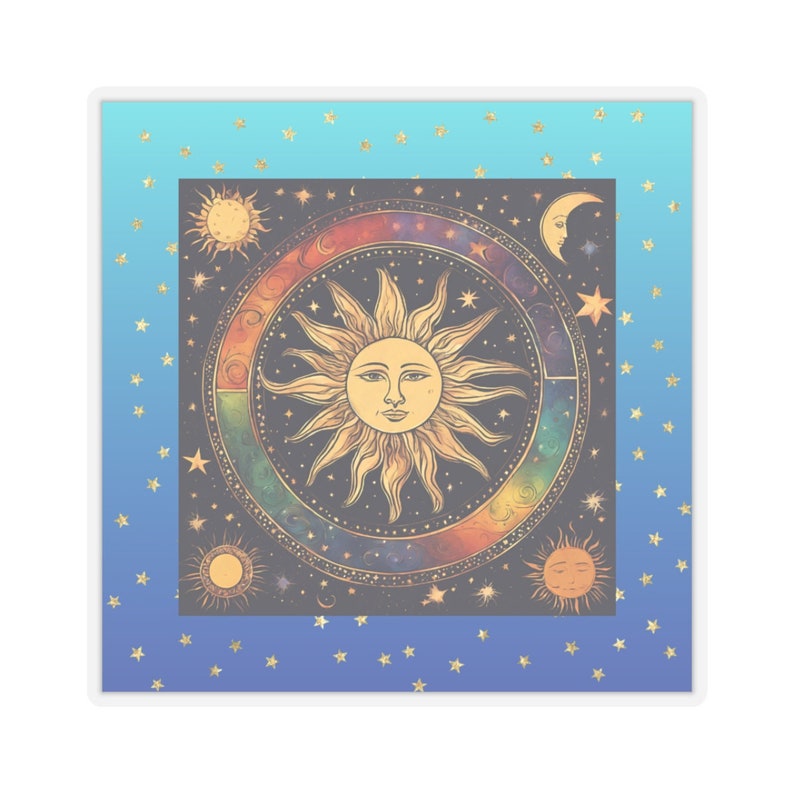 Sun and Moon and Stars Kiss-cut Sticker, Sun and Moon Vinyl Cut Decal ...