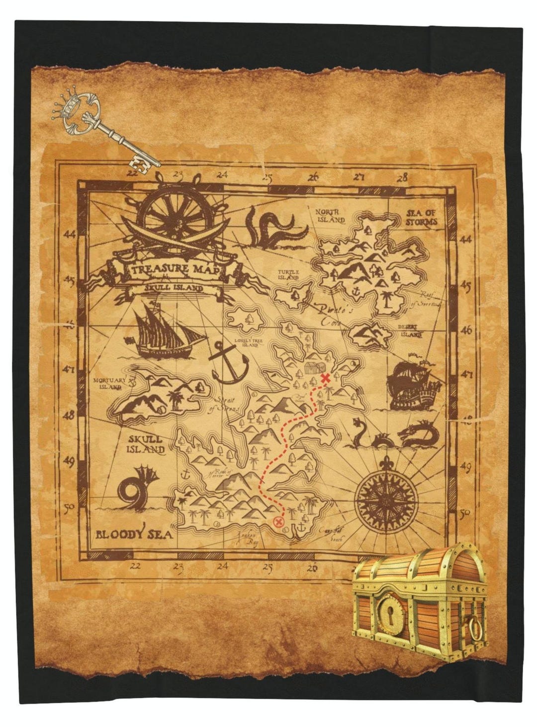 Treasure Map Adventures Velveteen Plush Blanket, Treasure Map Blanket ...