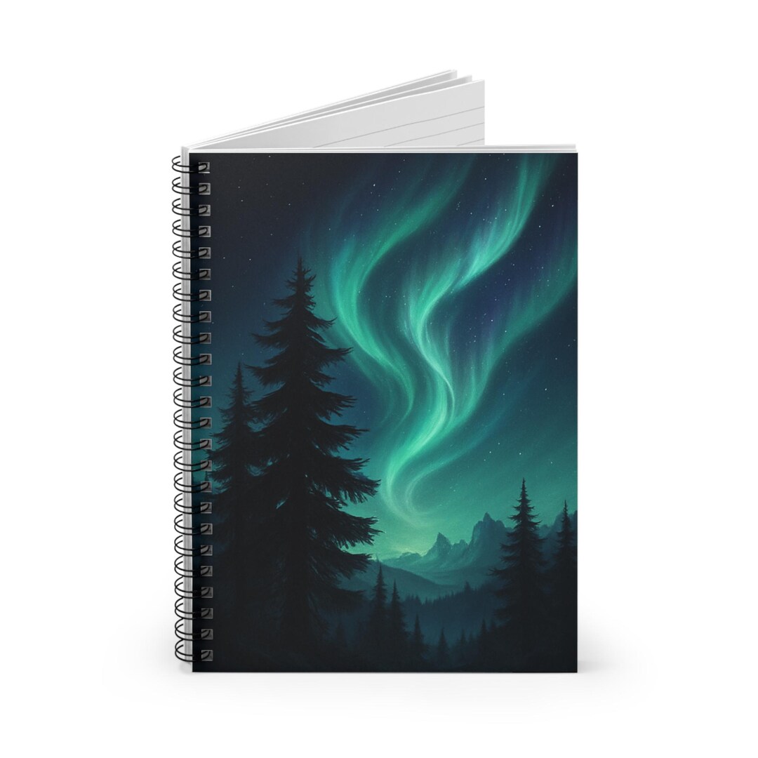 Aurora Borealis Forest Spiral Notebook | Ruled Notebook - Etsy