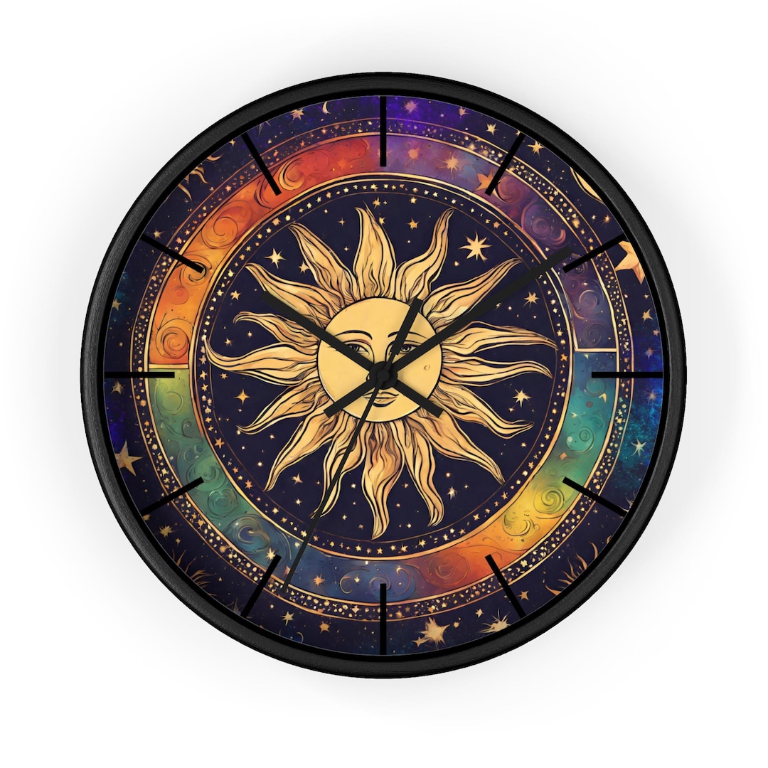 Celestial Wall Clock, Sun and Moon Home Decor, Astrology Wall Art ...