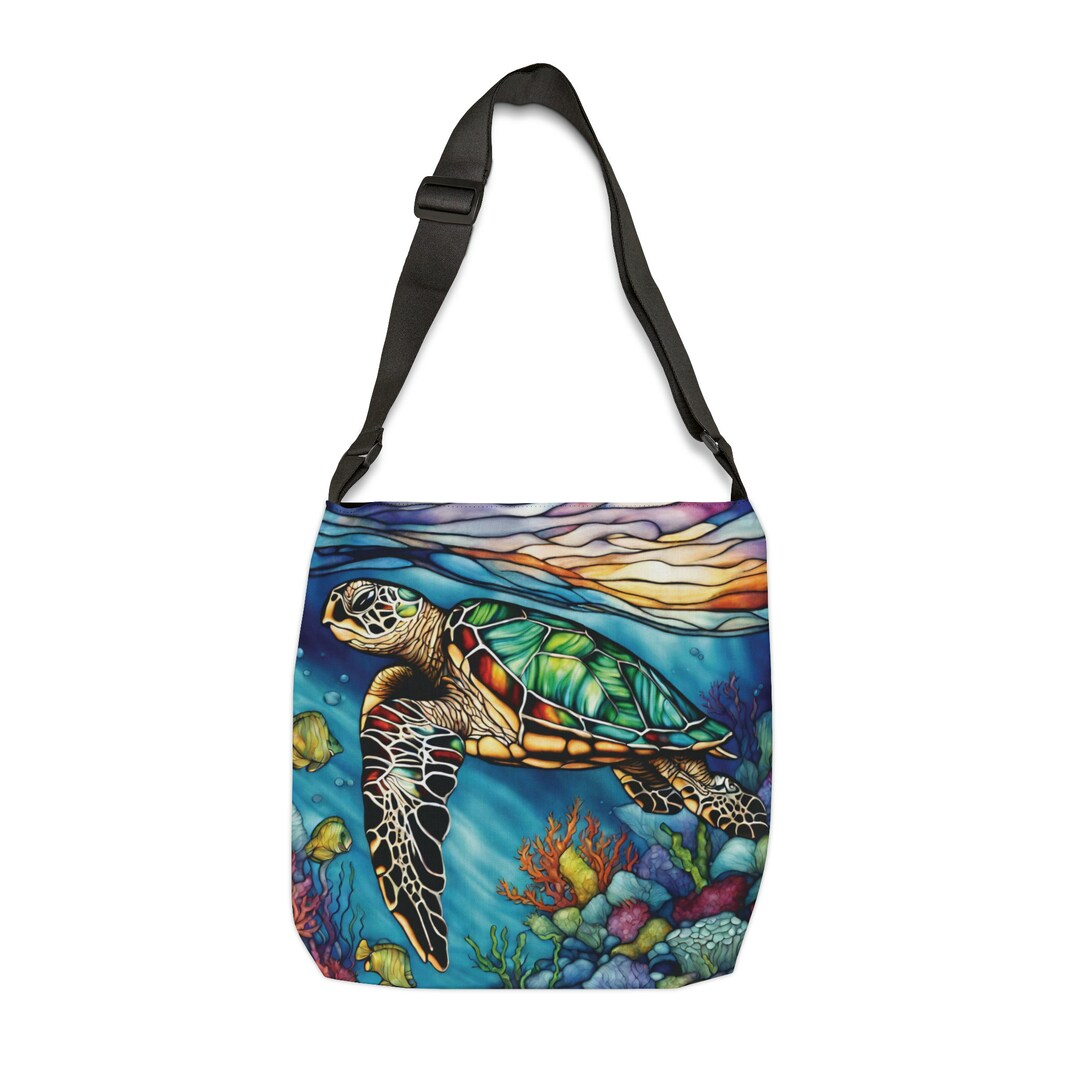 Sea Turtle Adjustable Tote Bag, Turtle Tote Bag, Marine Turtle Tote ...