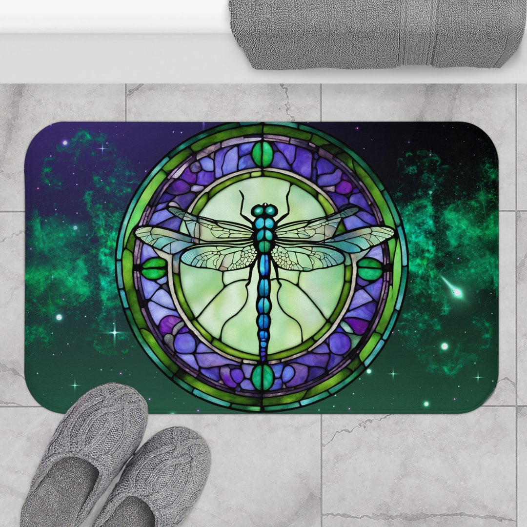 Dragonfly Dreams Bath Mat, Dragonfly Bathmat Bathroom Accessory, Home ...