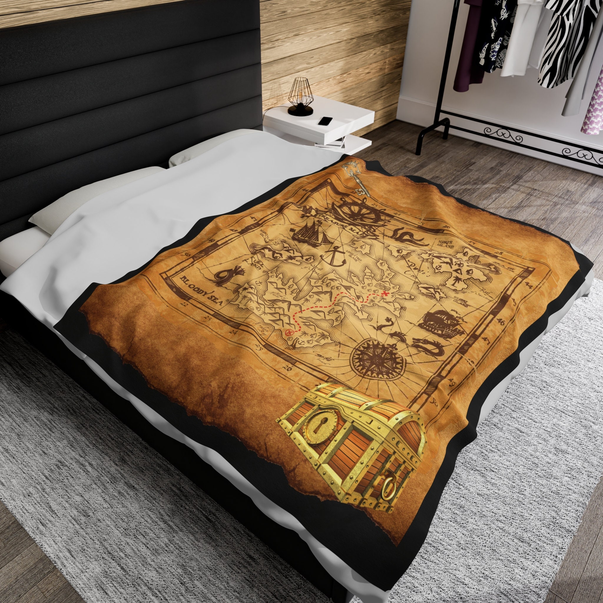Treasure Map Adventures Velveteen Plush Blanket, Treasure Map Blanket ...