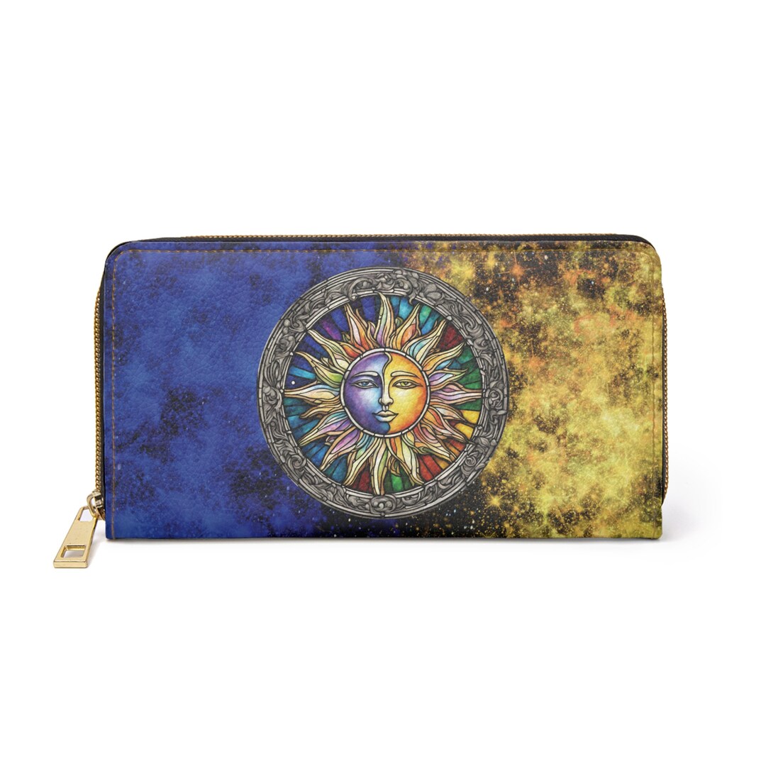 Blue Moon and Yellow Sun Zipper Wallet Sun and Moon Wallet - Etsy