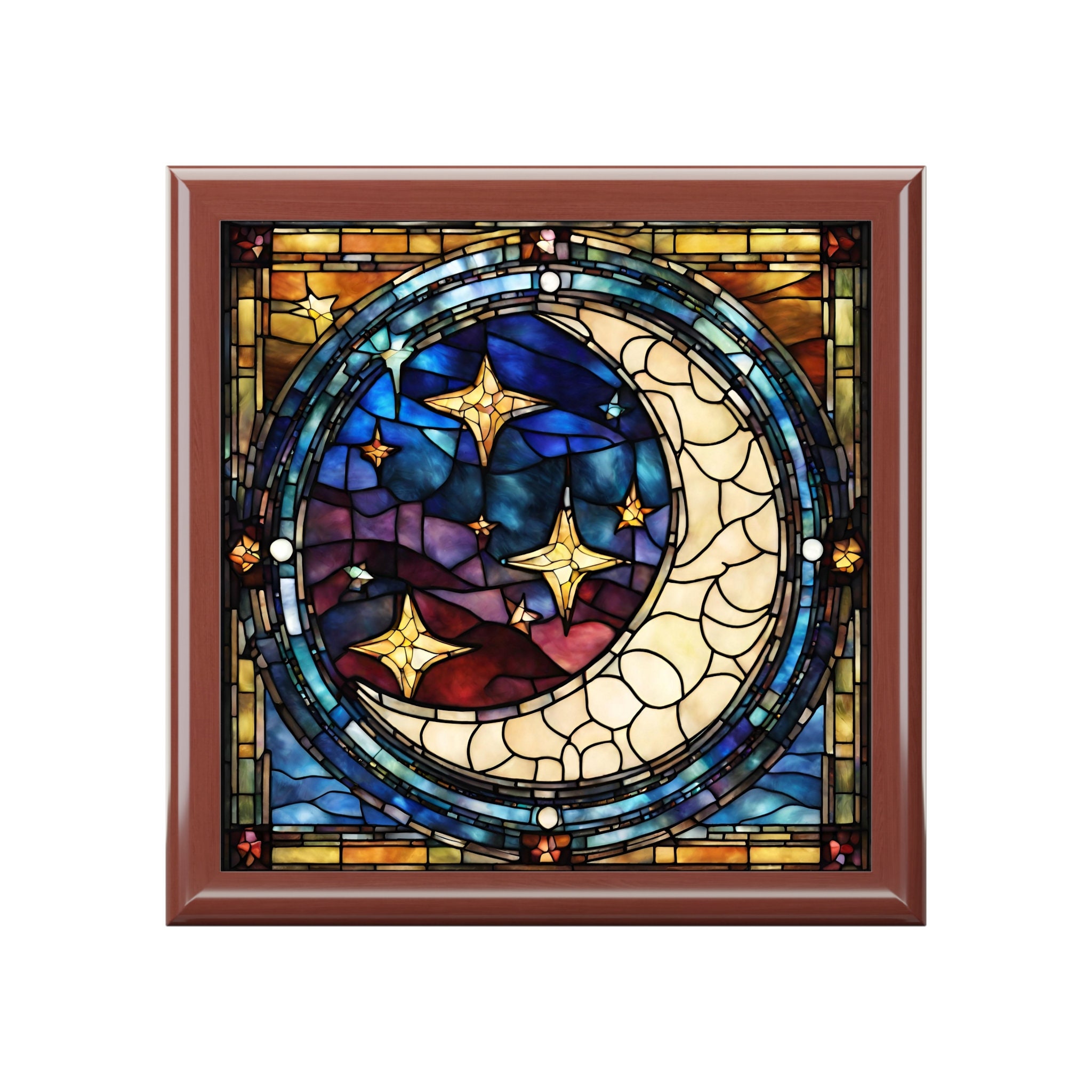 Stars and Moon Sparkling Jewelry Box, Celestial Jewelry Box, Faux ...