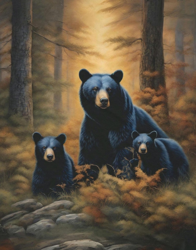Mama Bear and Her Cubs Velveteen Plush Blanket, Mama Bear Blanket, Bear ...