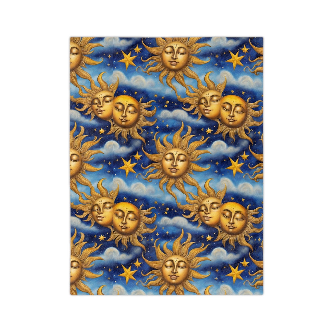 Sun and Moon Together Again Velveteen Minky Blanket, Sun and Moon ...