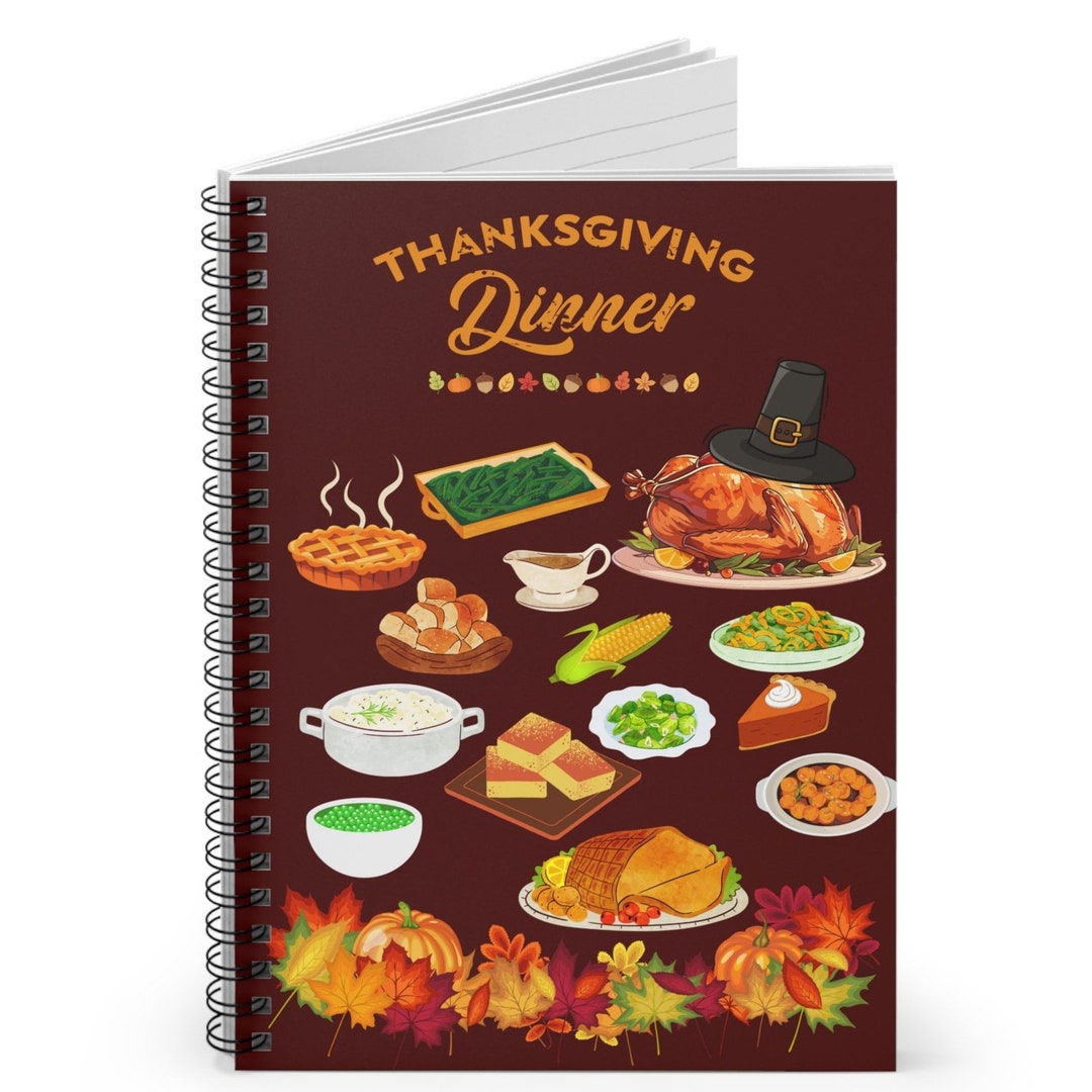 Thanksgiving Day Recipe Blank Spiral Notebook, Ruled Line, Thanksgiving ...