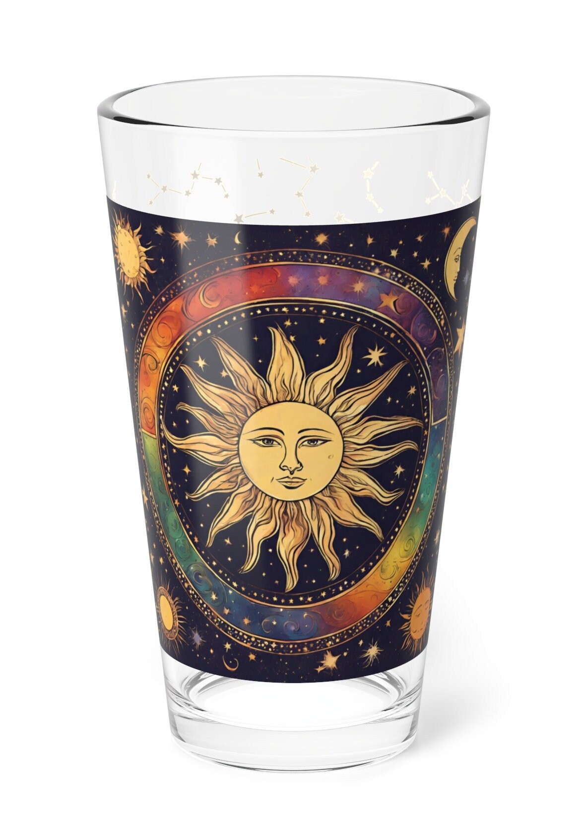 Sun and Moon 16 Oz. Mixing Glass, Kitchen Decor Glass. Celestial Gift ...