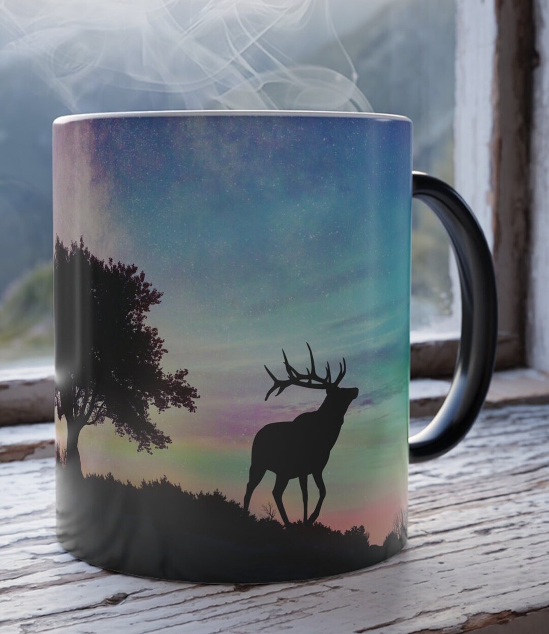 Elk Calling at Sunset Color Morphing Coffee Mug 11oz., Elk Coffee Mug ...
