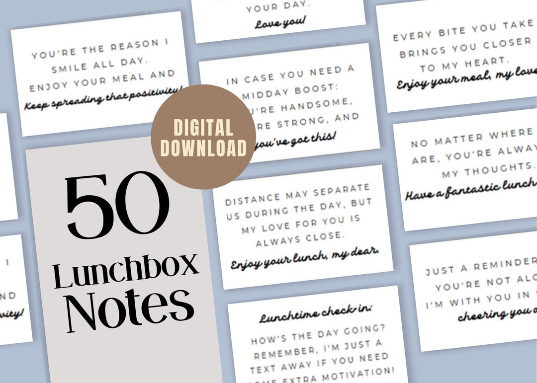 50 Lunchbox Notes for Husband, Printable Fun Messages for Him, Instant ...