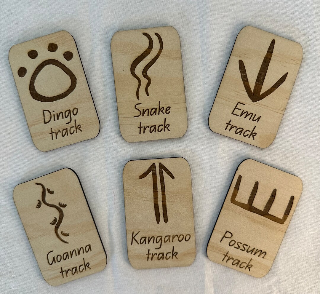 Wooden Indigenous Australian Aboriginal Symbol Flashcards - Track Set ...