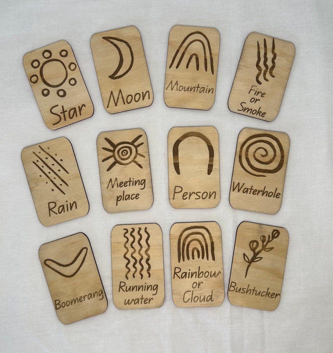 Wooden Indigenous Australian Aboriginal Symbol Flashcards - Etsy Australia