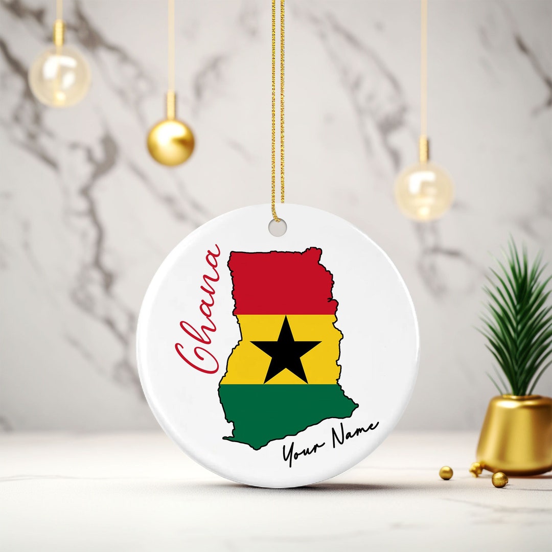 Custom Ghana Christmas Ornament West Africa Ghana Flag Map - Etsy