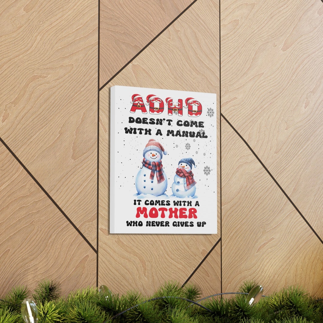 ADHD Mother Canvas, Neurodivergent Christmas Wall Decor, Mental Health ...