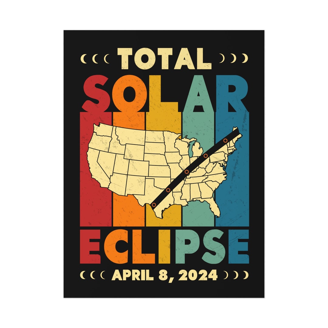 Total Solar Eclipse 2024 Poster, Astronomy Uncoated Wall Art, April 8 ...