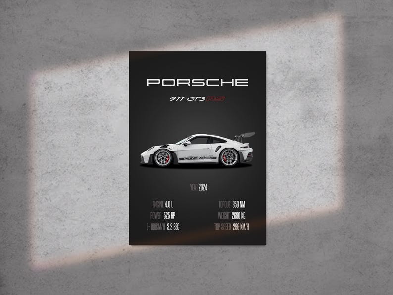 Porsche 911 GT3RS Poster | Poster | Digital Download | Hyper Car Poster ...