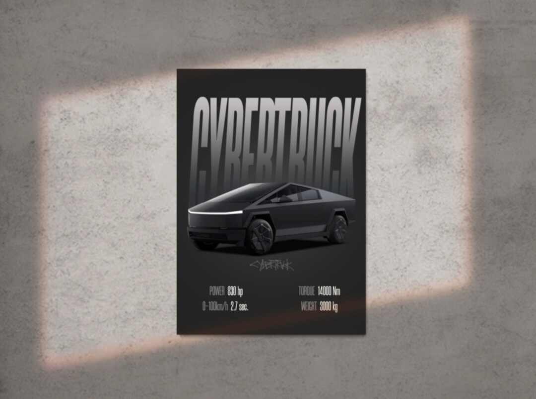 Tesla Cybertruck Poster Poster Digital Download Hyper Car Poster Super ...