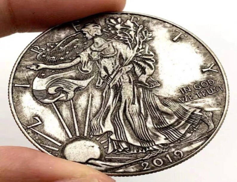 Lucky Coin American Statue of Liberty Craft Gift Coin Colored in ...