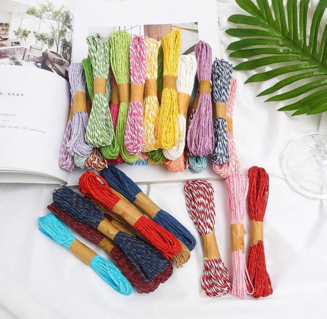 12 Pcs 10m Natural Color Hemp Rope Single and Double Color Belt Gold ...