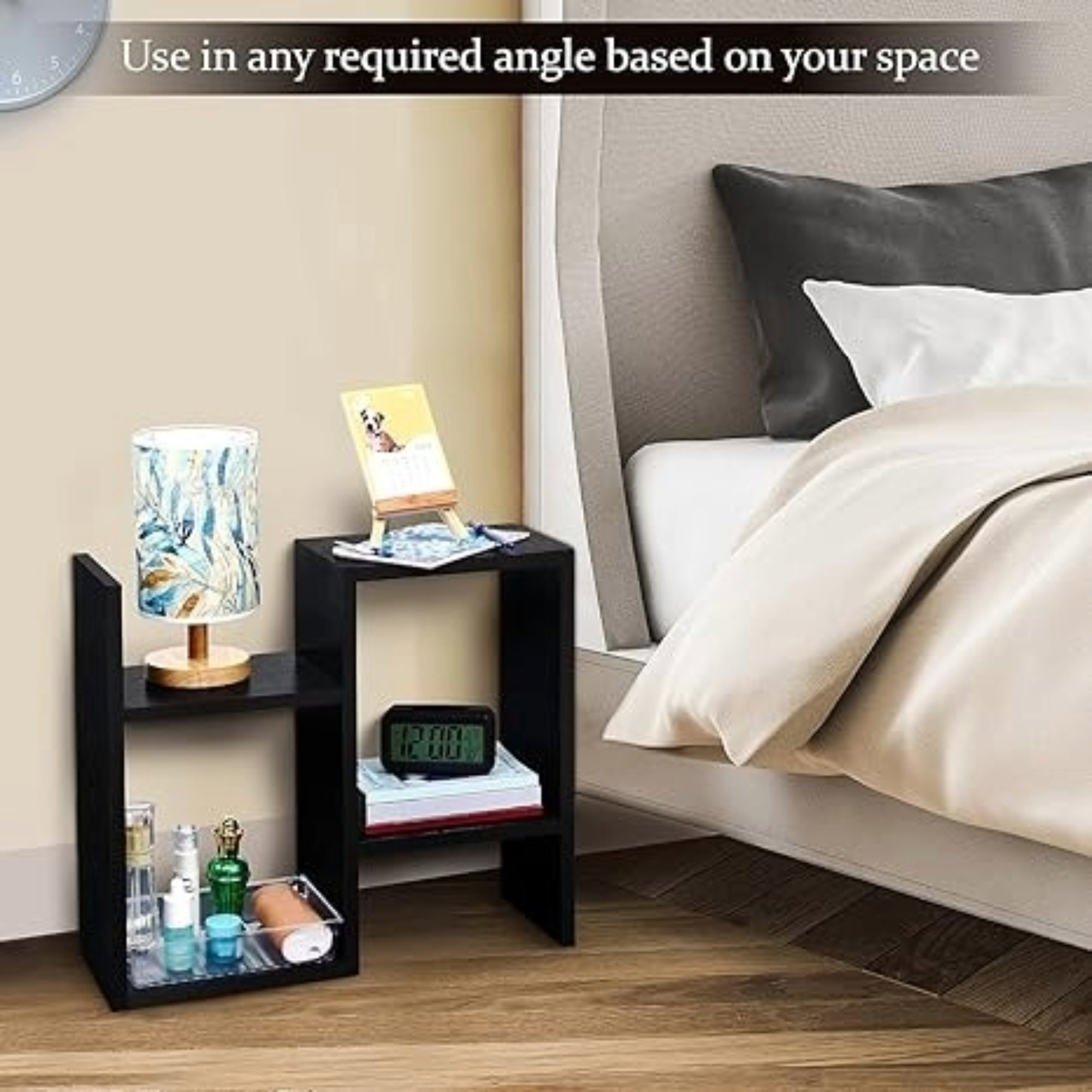 Wooden Side Table Nightstand & End Table Organizer With S-shaped DIY ...