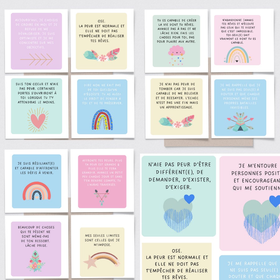 Positive Affirmations in French, Confidence Therapy Poster, Positive ...