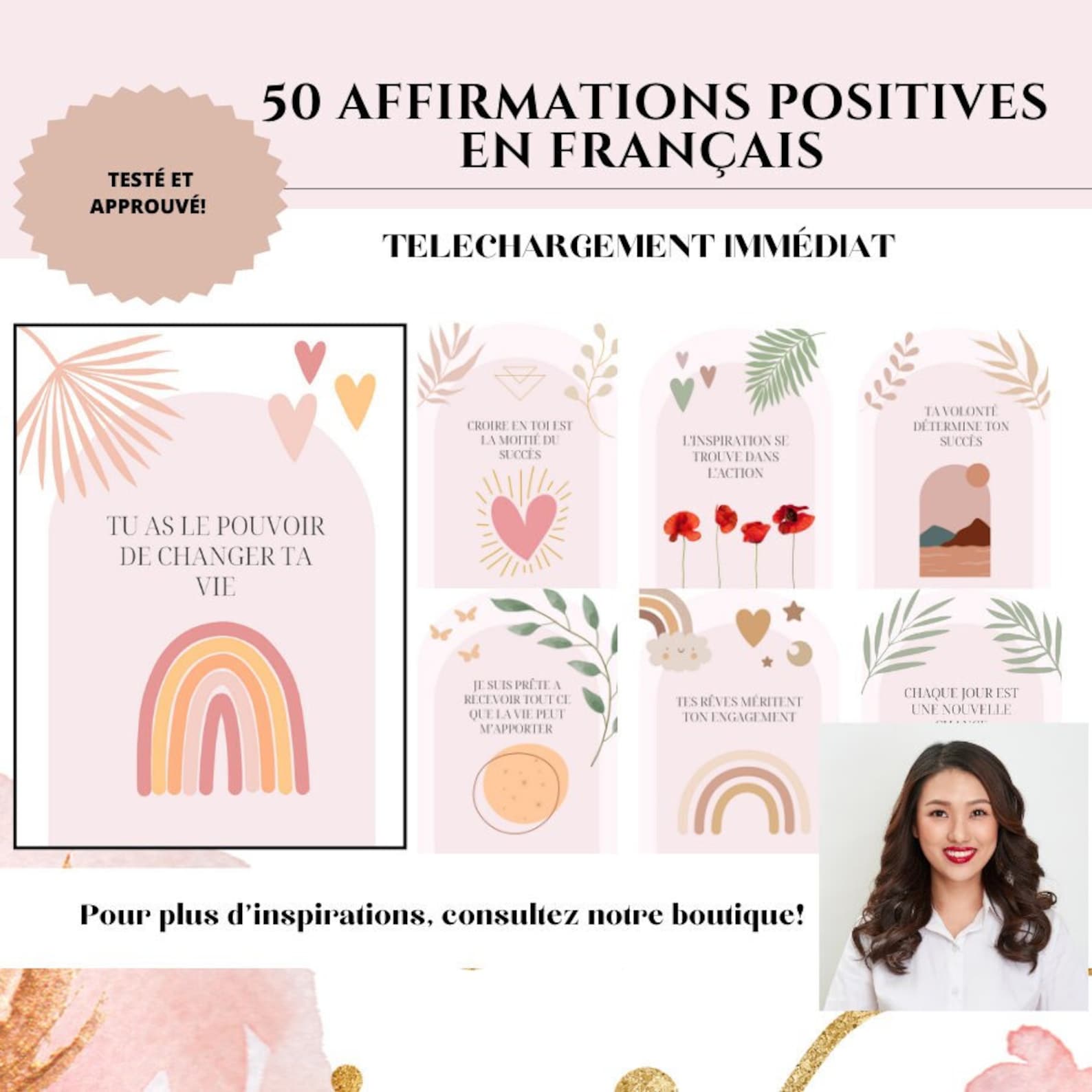 50 affirmations positives en français poster confiance thérapie affiche ...