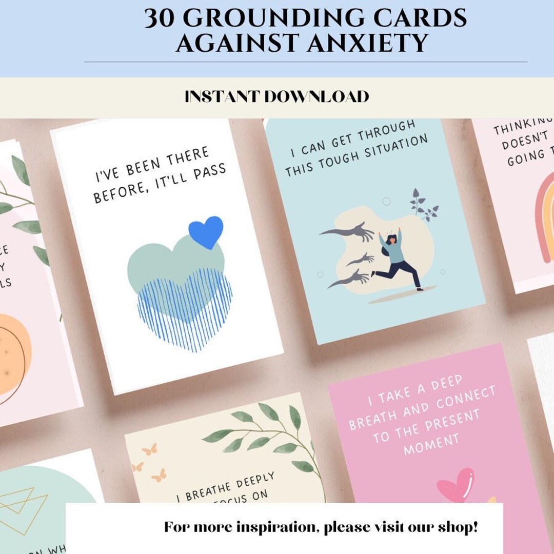 30 Positive Affirmation Cards Against Anxiety Grounding Cards Therapy ...