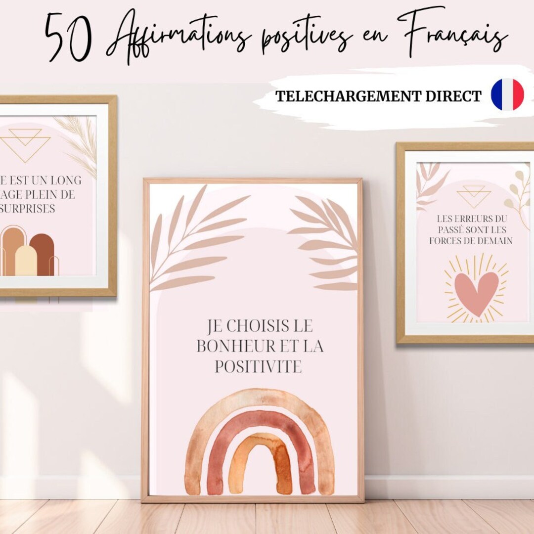 50 Positive Affirmations French Poster Confidence Therapy - Etsy