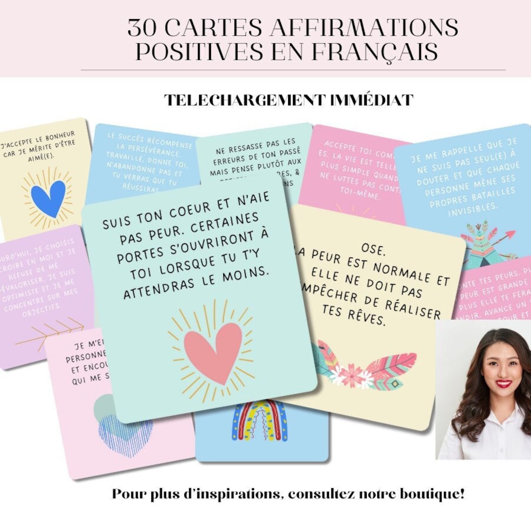 Positive Affirmations in French Poster Confidence Therapy Poster ...