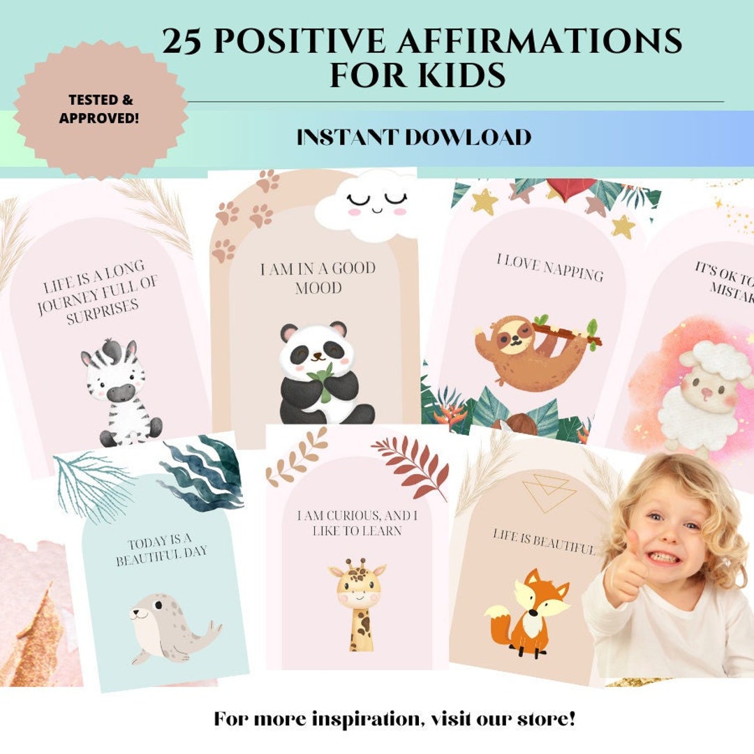 25 Positive Affirmations for Kids Poster Self Confidence Kids - Etsy