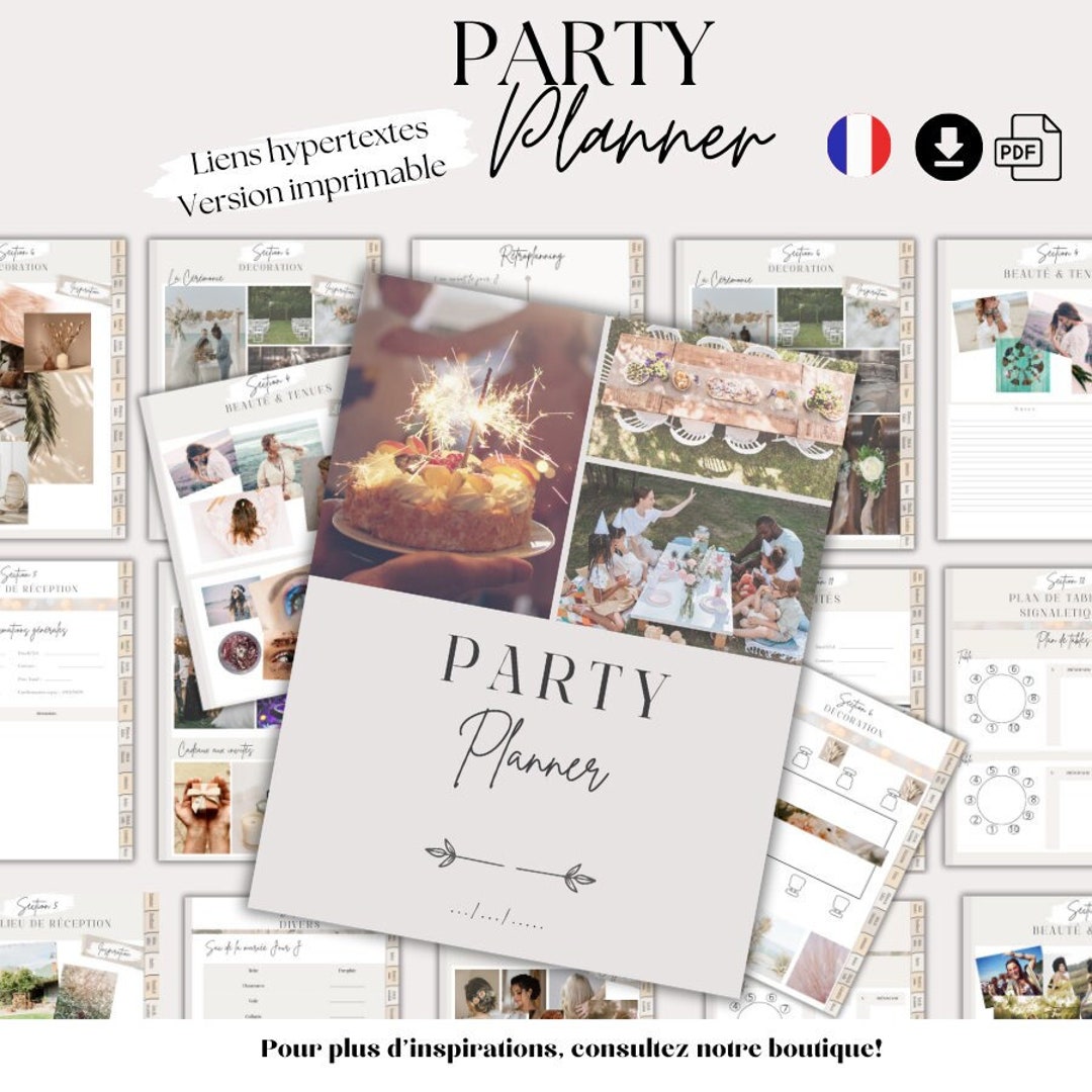 Printable French Party Planner, Digital Event Planner, French ...