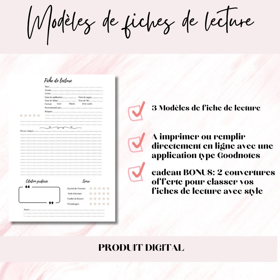 Modèle fiche de lecture français imprimable template fiche lecture ...