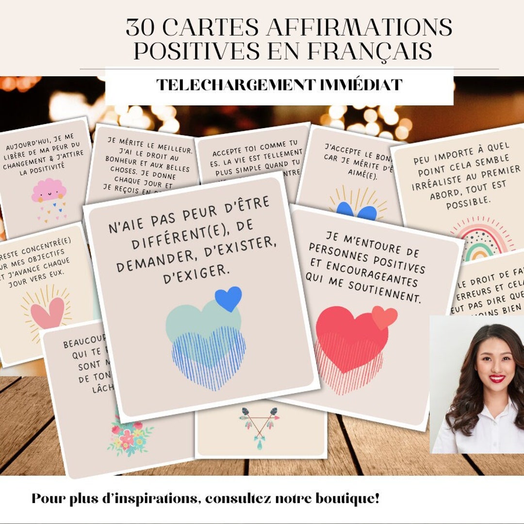 Positive Affirmations French Poster Confidence Therapy Poster Positive ...