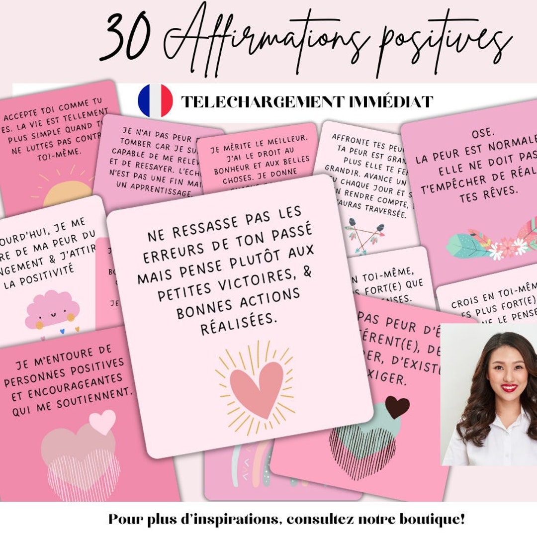 Positive Affirmations in French Poster Confidence Therapy Poster ...