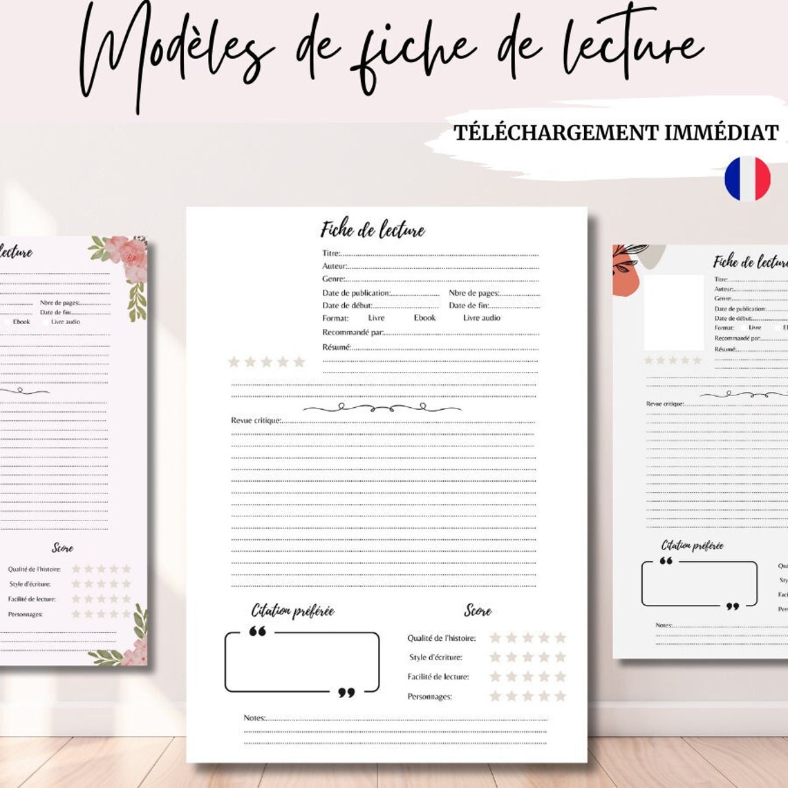 Modèle fiche de lecture français imprimable template fiche lecture ...