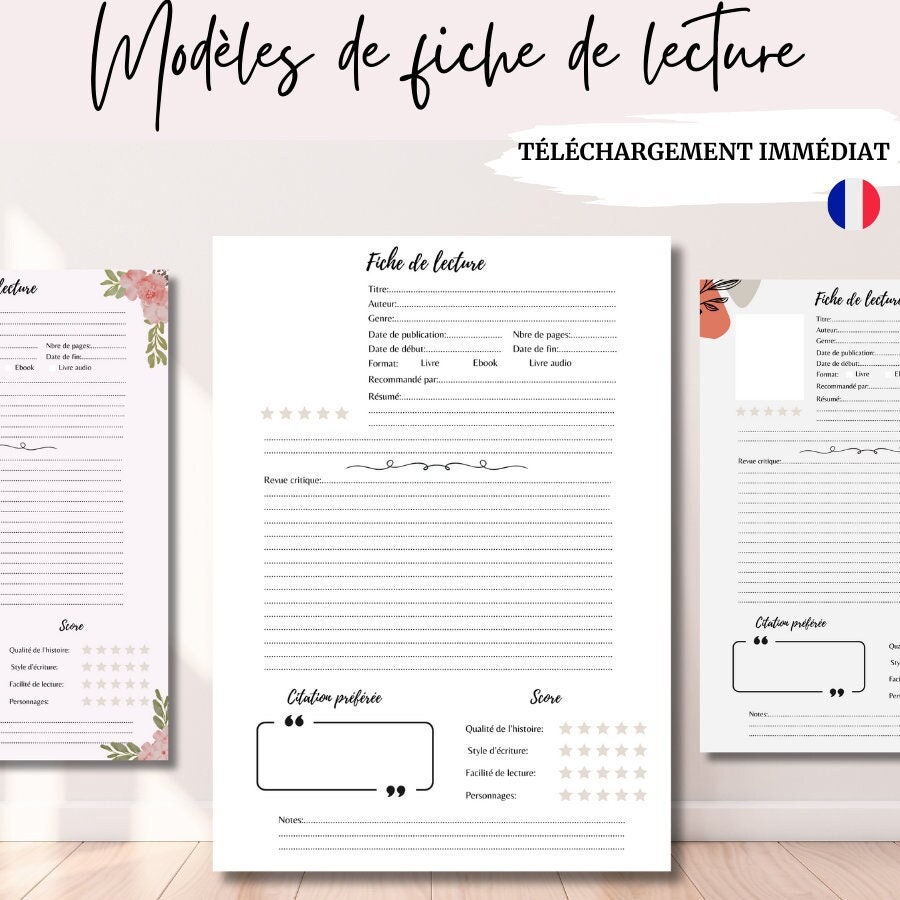 Modèle fiche de lecture français imprimable template fiche lecture ...