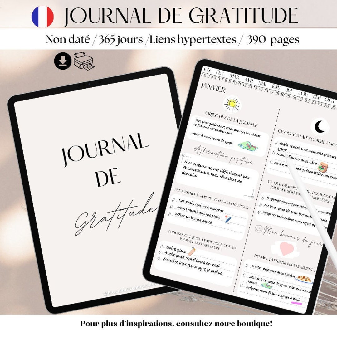 Journal de gratitude digital français journal de positivité francais ...