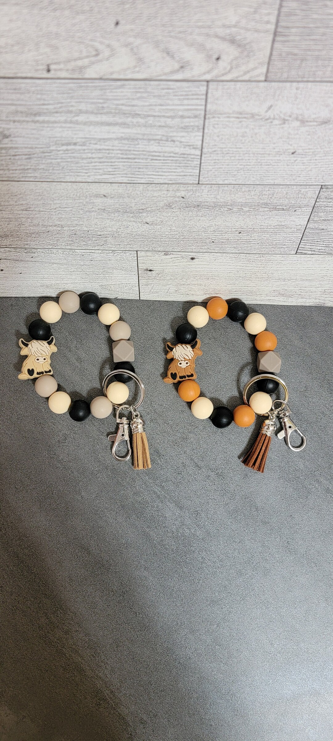 Cow Silicone Beaded Wristlet Keychain|wristlet|keychain|cow - Etsy