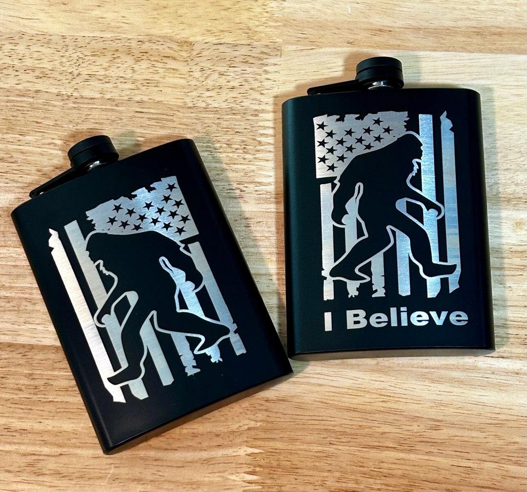 Engraved Bigfoot Flask: American Flag Stainless Steel Hip Flask - Etsy