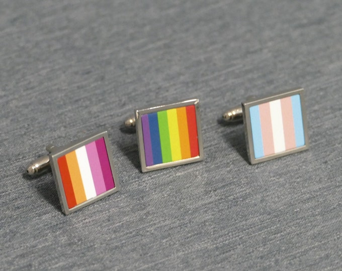 Cufflink Rainbow Pride Flags Lgbtqia Cufflinks - Etsy